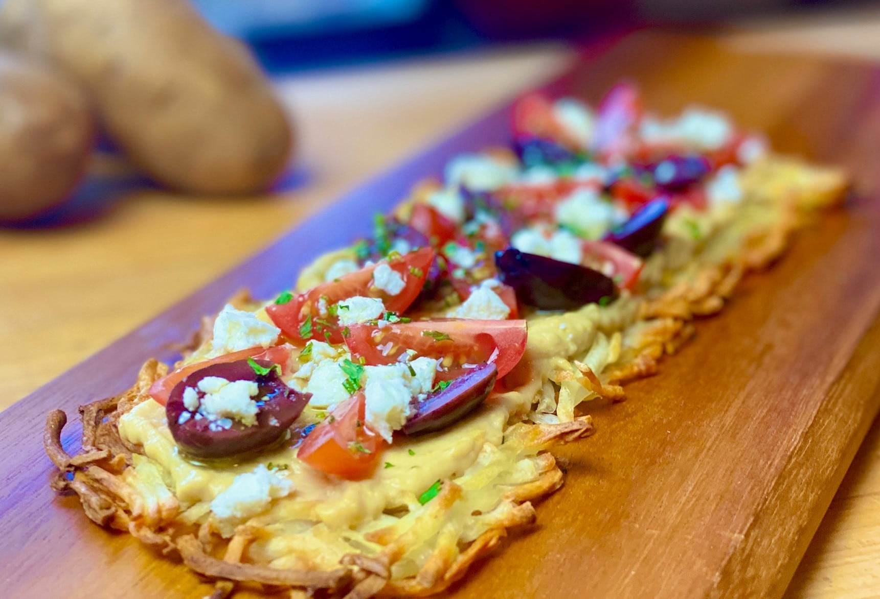 Mediterranean Potato “Flatbread” | Mediterranean Recipes | Potato Recipe|