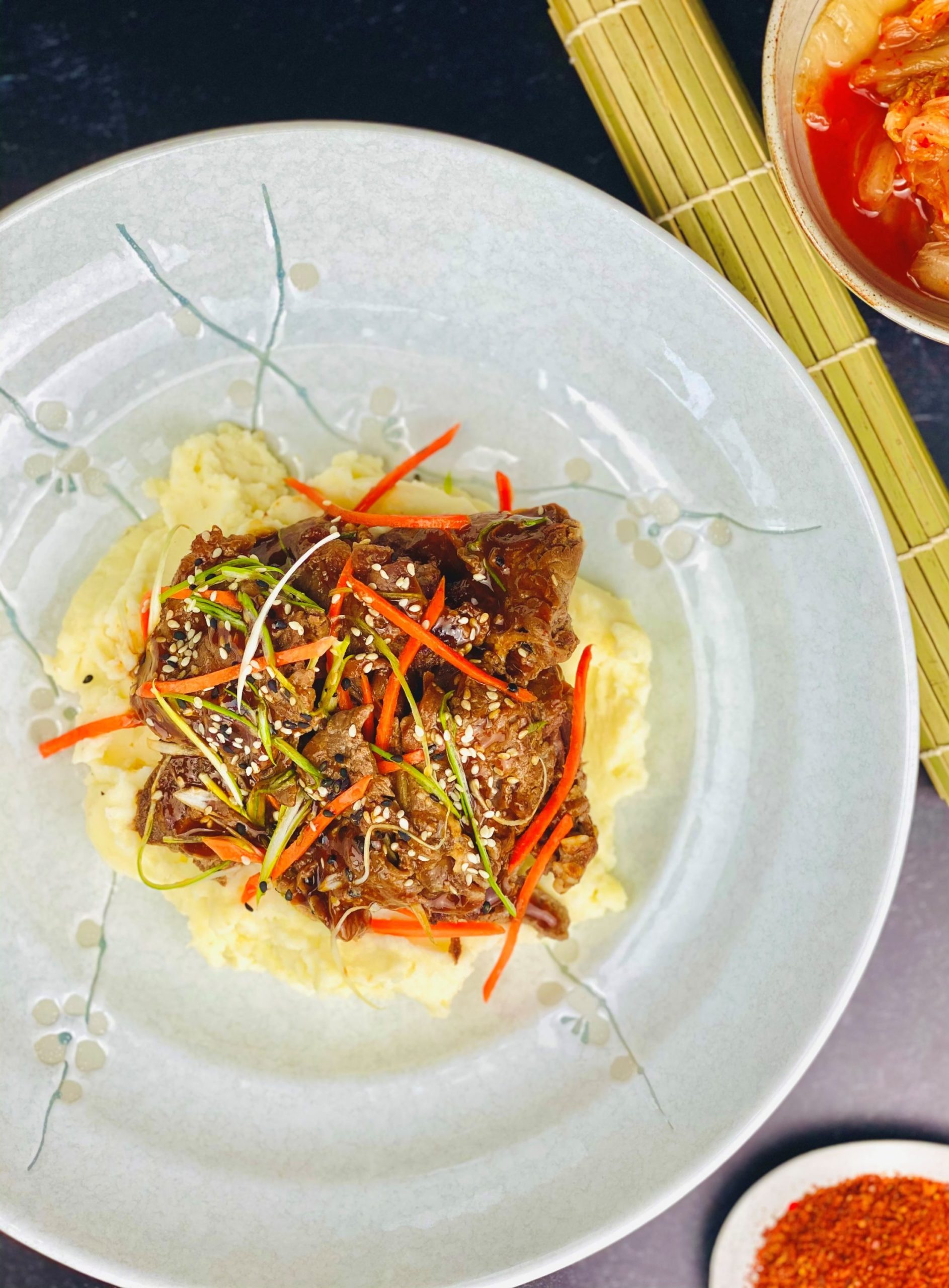 Beef Bulgogi on Korean Miso Whipped Potatoes | Potato Recipe