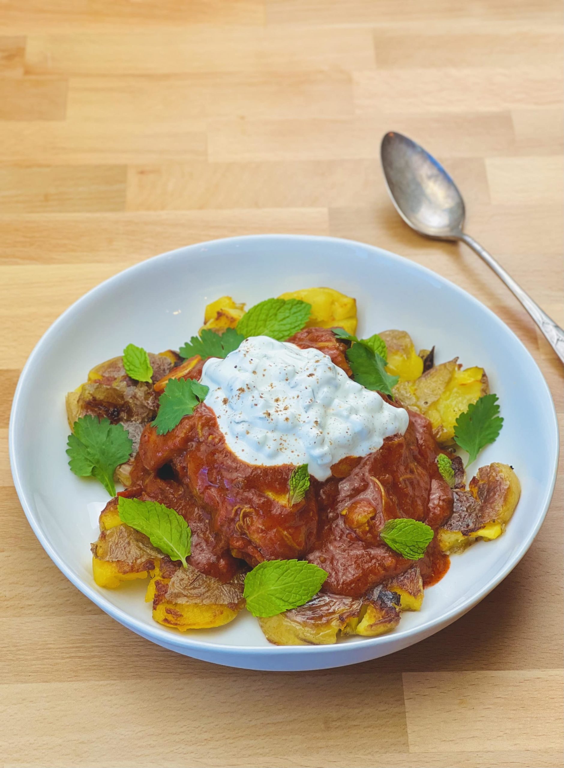 Crispy Smashed Potatoes with Chicken Tikka Masala - Potatoes USA
