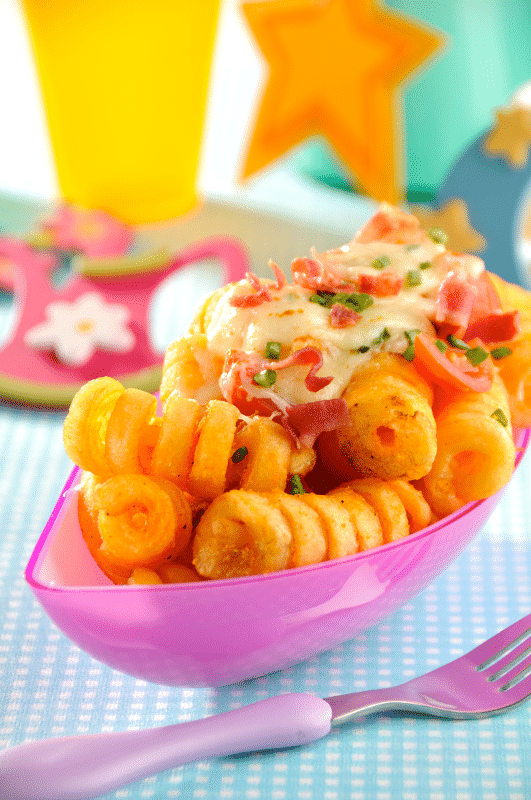 Potato Gratin with Cherry Tomatoes, Onions, Turkey Bacon