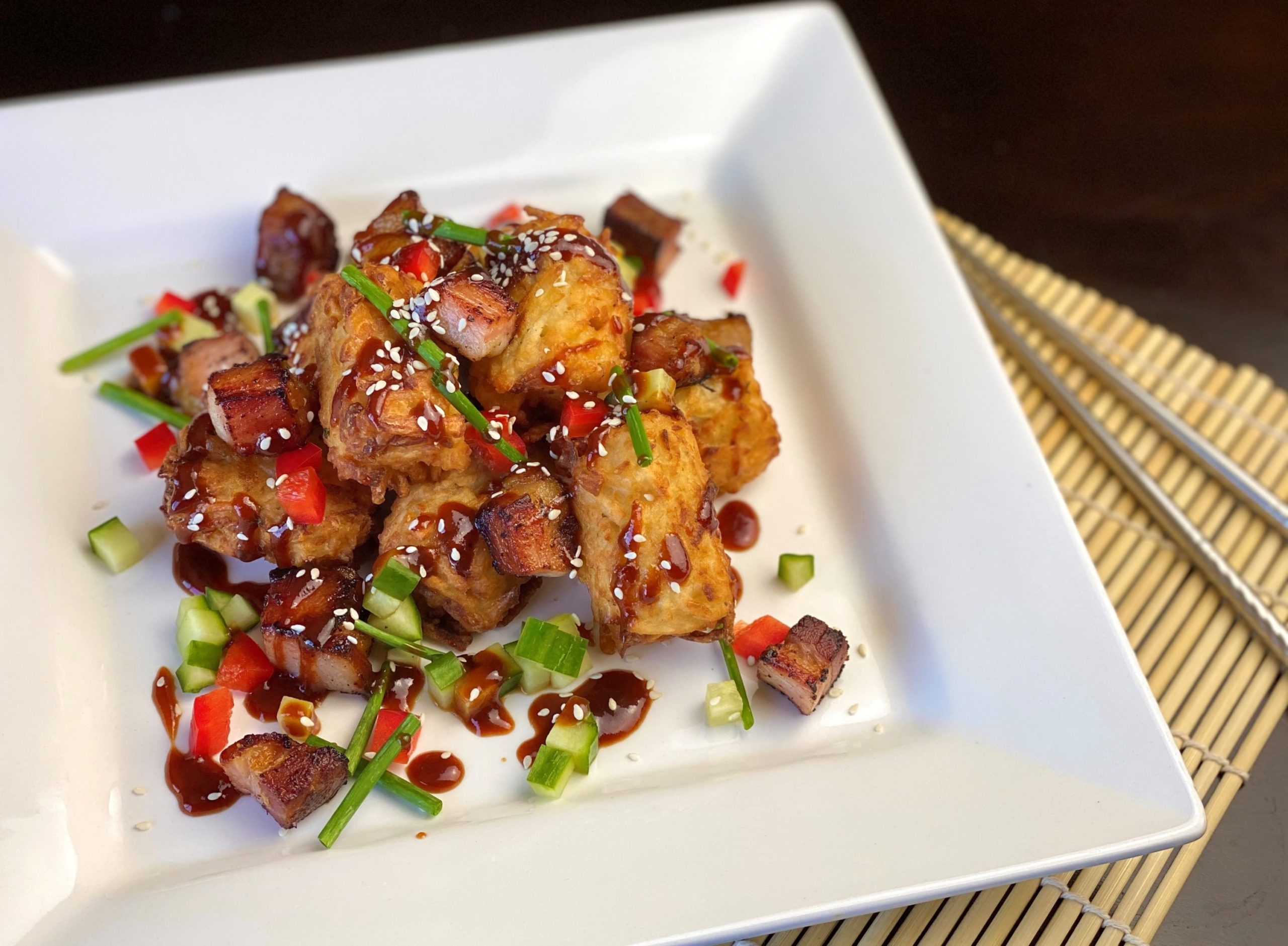 Hoisin BBQ Tots with Glazed Smoked Pork Belly | Tot Recipe | Pork Belly