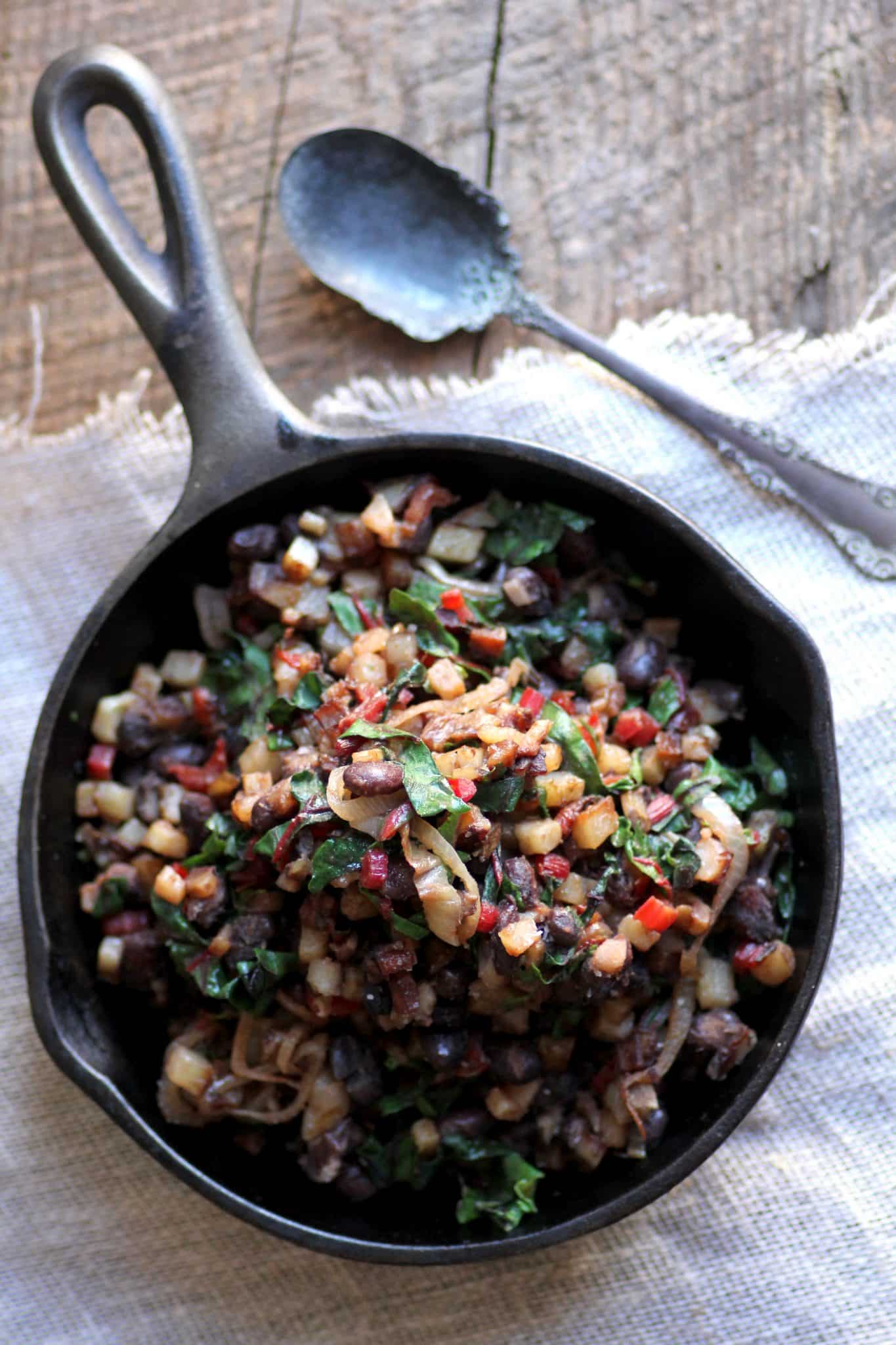Potato, Black Bean, Swiss Chard Hash