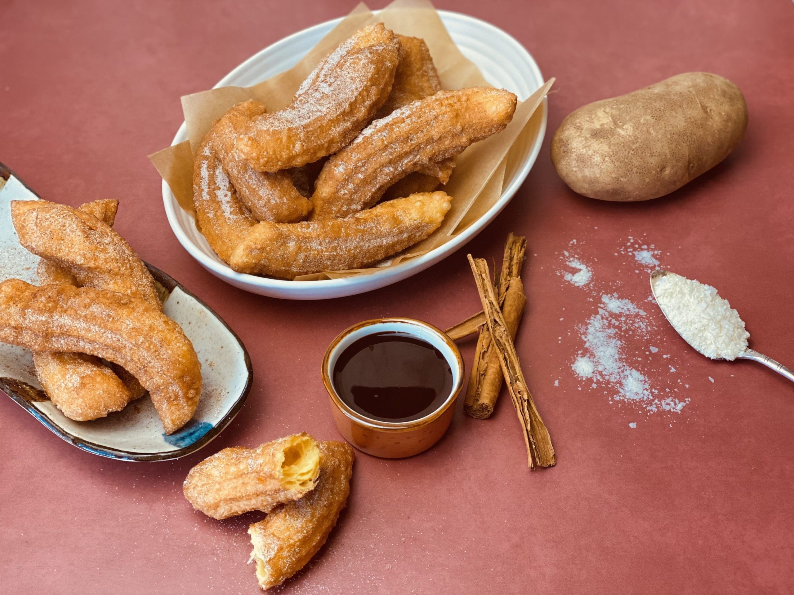 Potato Churros with Mexican Hot Chocolate Sauce - Potato Goodness