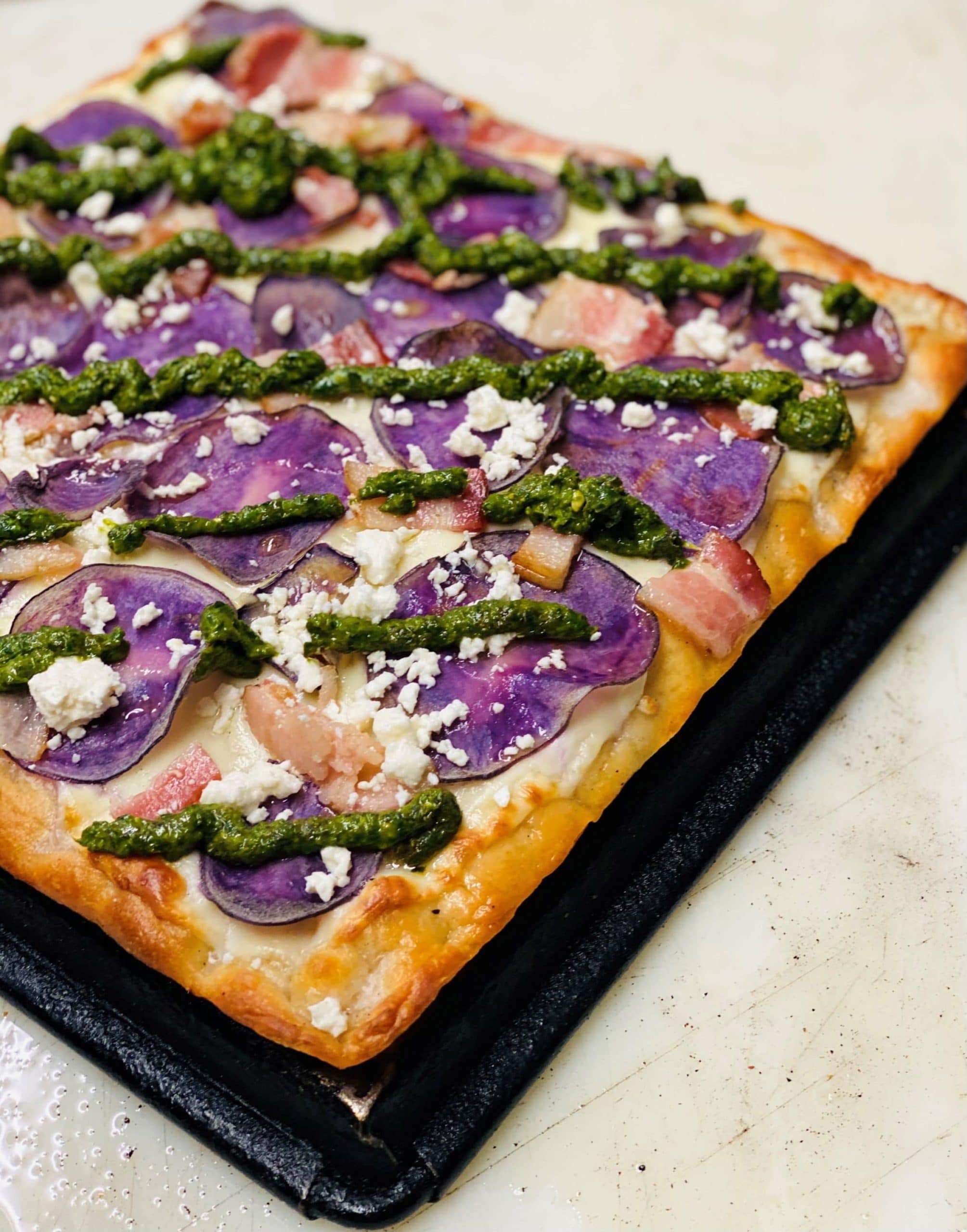 Purple Potato Grandma Pizza | Potato Pizza | Purple Potatoes