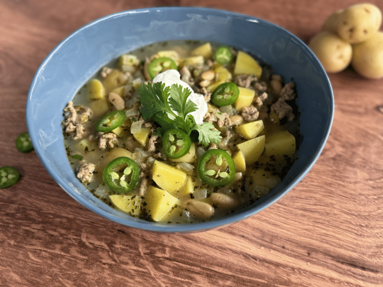 White Bean & Potato Ground Turkey Chili - Potato Goodness